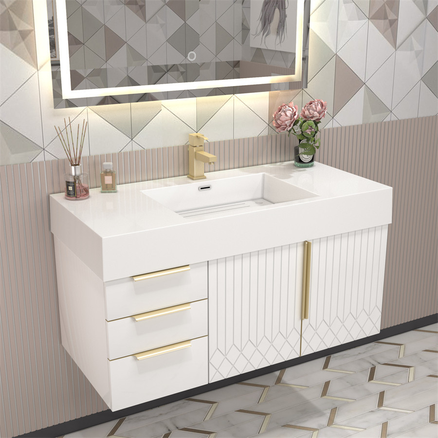 Milana 42" Floating Bathroom Vanity with Reinforced Acrylic Sink in ...