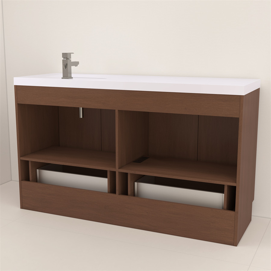 Mason 60" Fluted Freestanding Bathroom Vanity with Right Side Sink