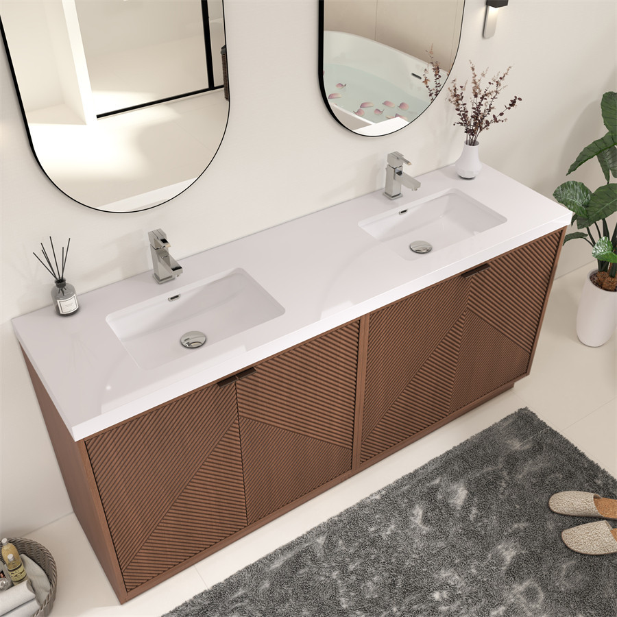 Mason 72" Fluted Freestanding Bathroom Vanity with Double Sink