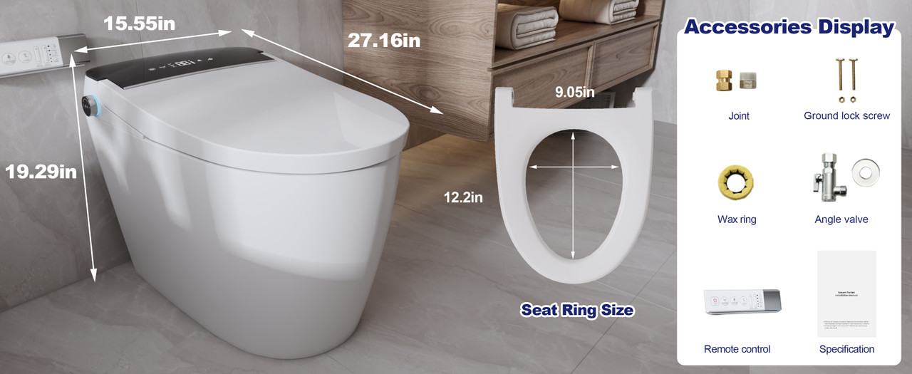 T1 Smart Toilet | Smart Toilet with Bidet, LED Screen, Ring Seat ...