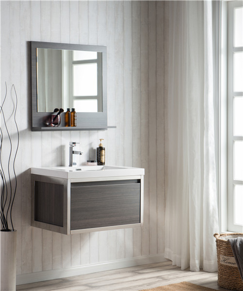 Lake 60" Wall Mounted Modern Vanity with Matte Black Stainless Steel Frame