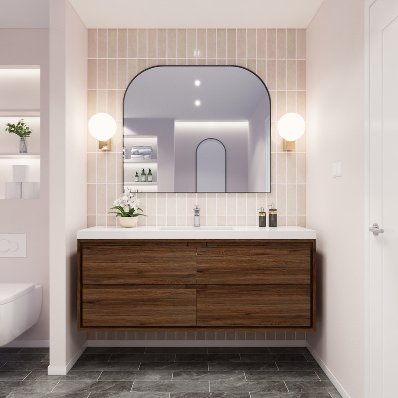 Sage 60 Modern Floating Bathroom Vanity Set with Single Sink Top