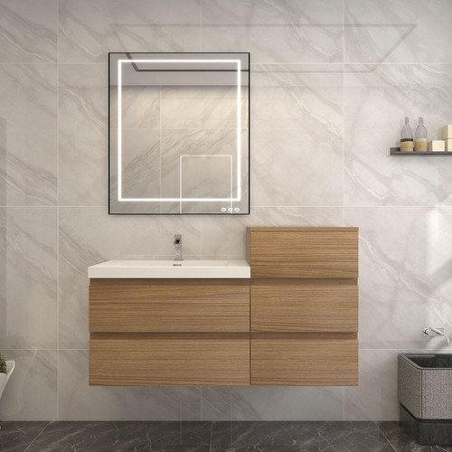 BOW 50" FLOATING BATHROOM VANITY WITH REINFORCED ACRYLIC SINK W/SMALL ...