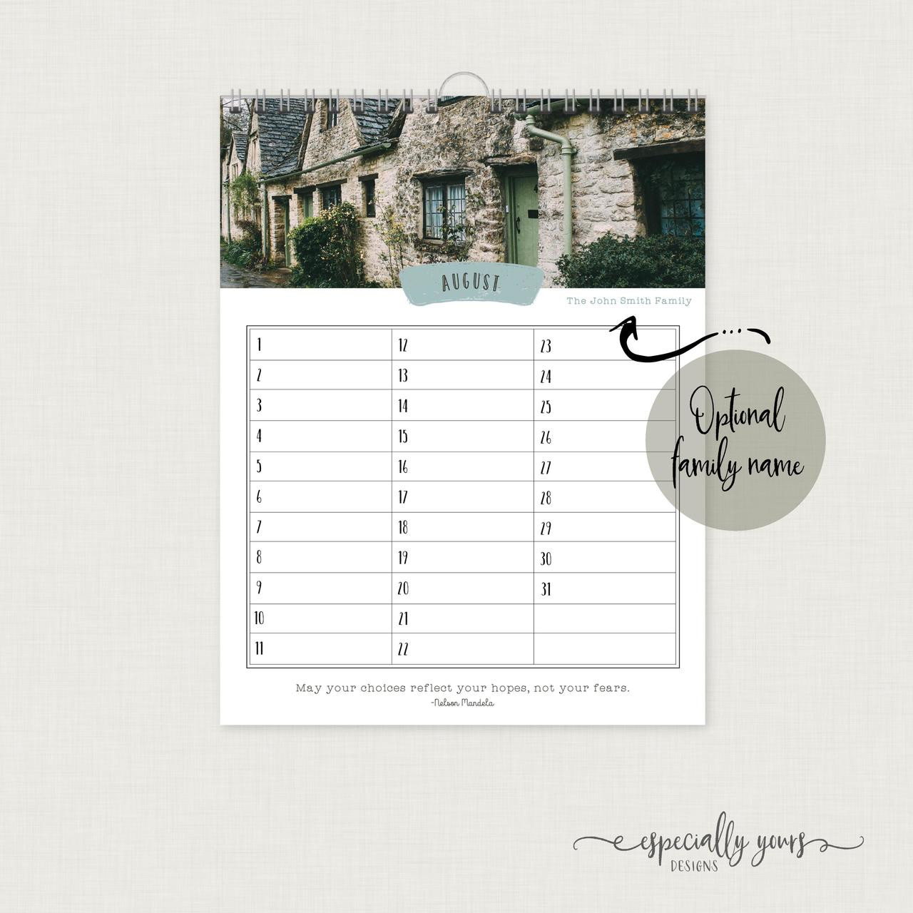 Rustic Perpetual Calendar | Forever Calendar - Especially Yours Designs