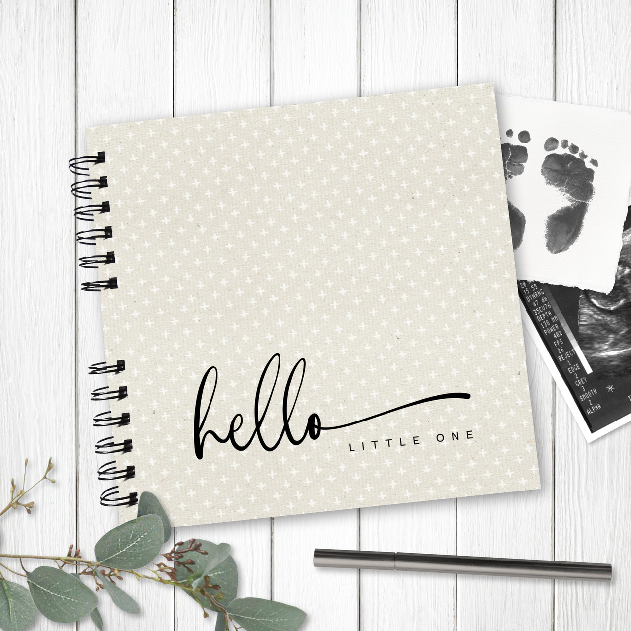 Swiss Crosses Neutral Wire Bound Baby Book - Especially Yours Designs