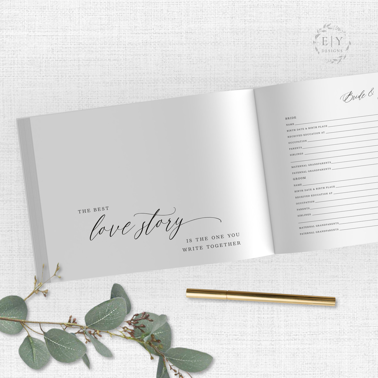 Pine Trees Personalized Hard Cover Wedding Book | Free Shipping ...