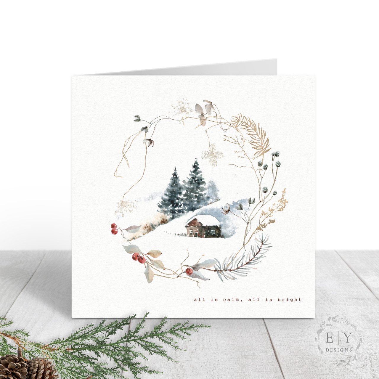 Cozy Winter Scene Christmas Card // Set of 12 - Especially Yours Designs