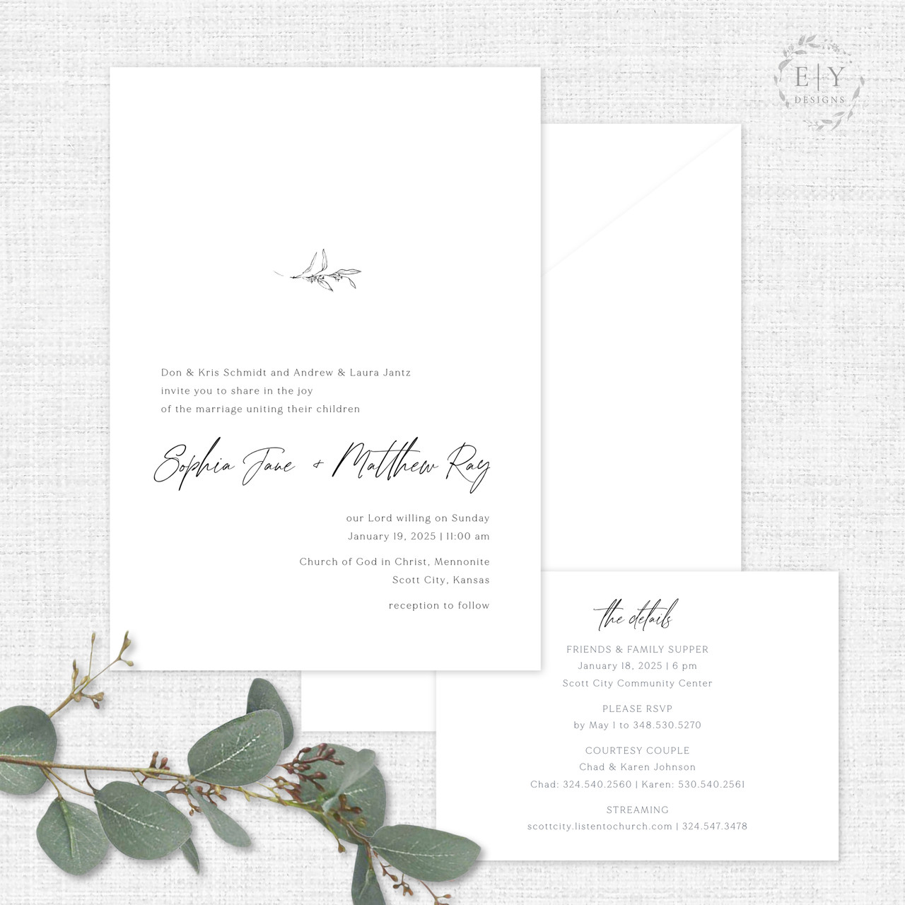 Modern Simplicity Wedding Invitation - Especially Yours Designs