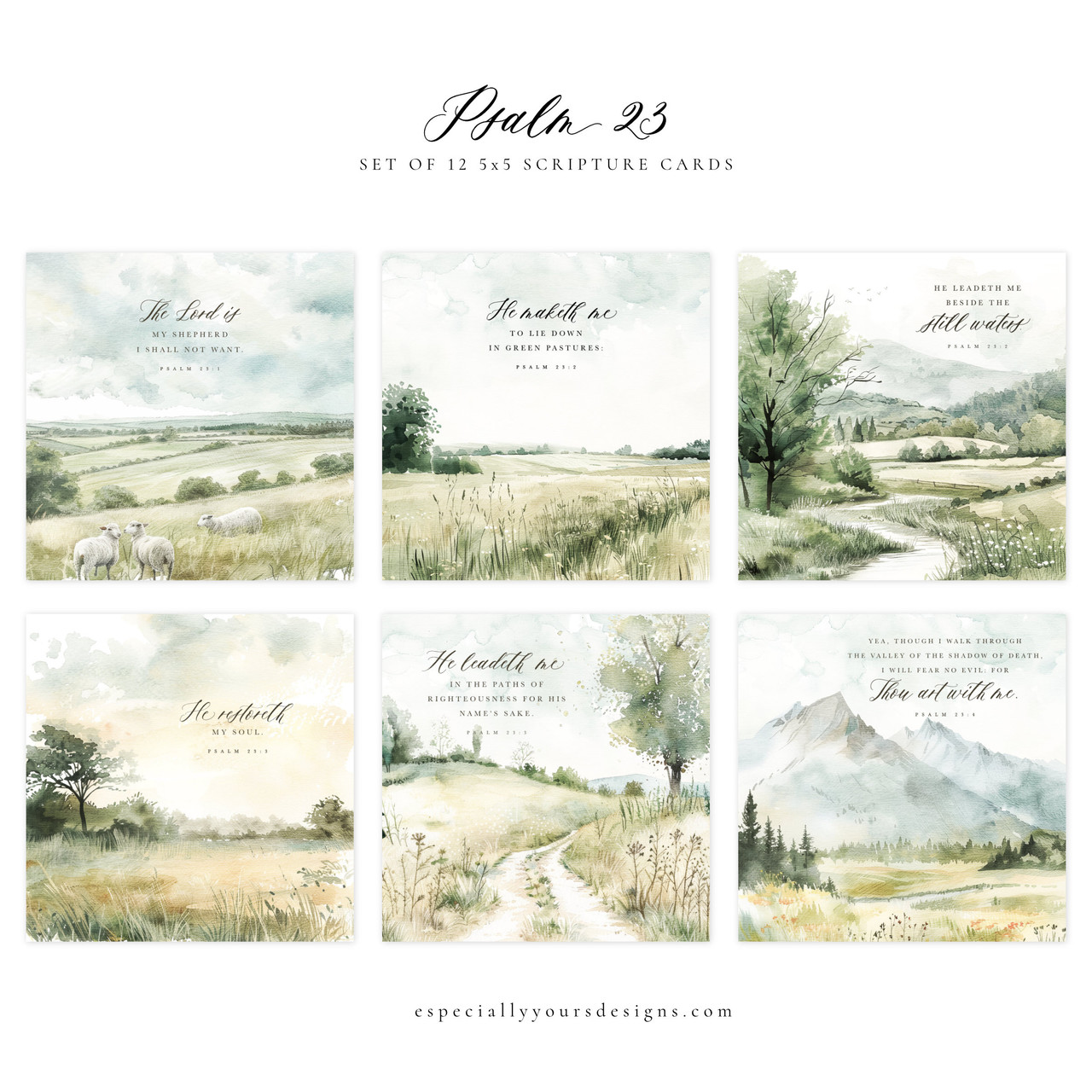 Psalm 23 Scripture Card Set - Especially Yours Designs