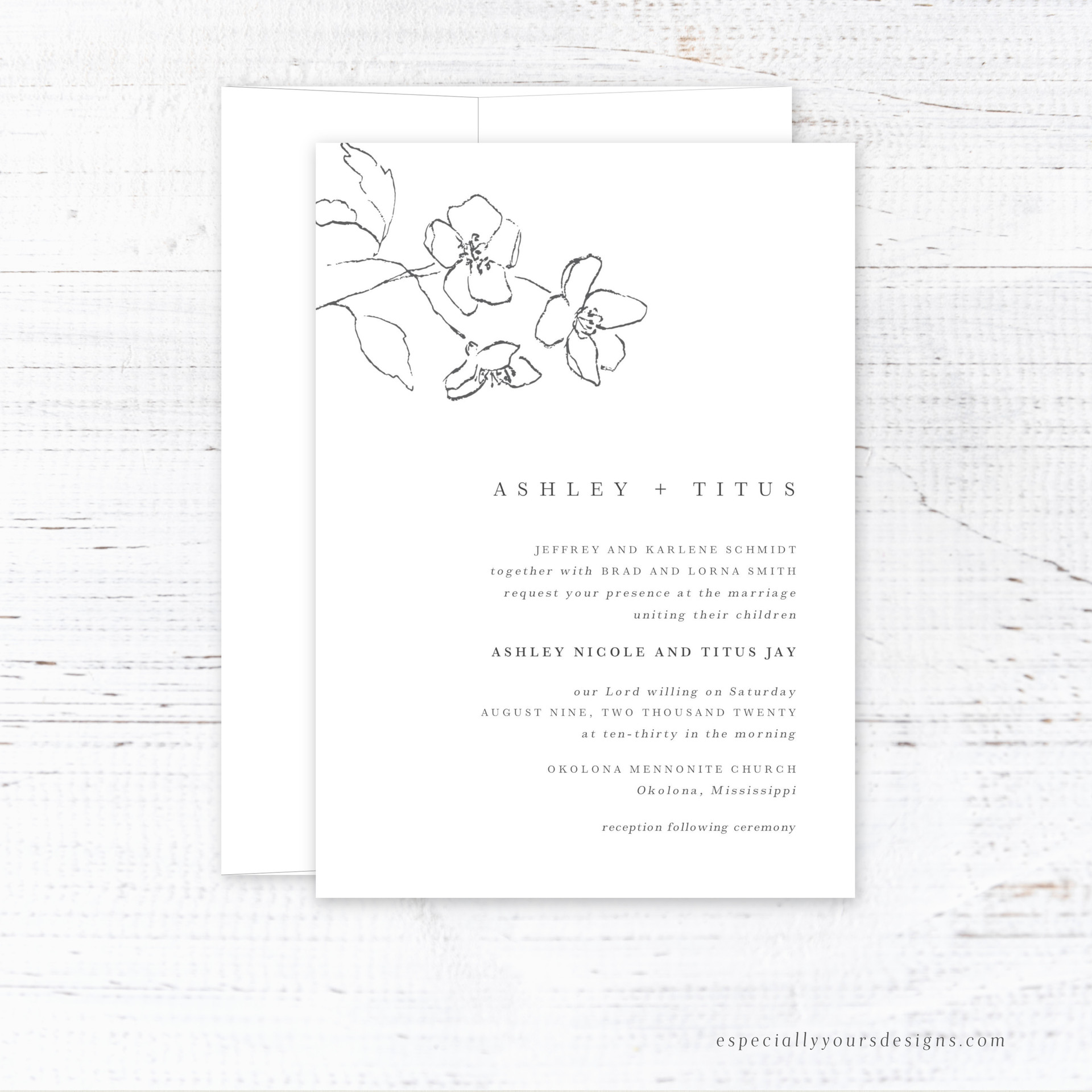 Floral Pencil Sketch Wedding Invitation Especially Yours Designs floral-pencil-sketch-wedding-invitation-especially-yours-designs