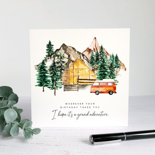 Mountain Cabin Birthday Card - Especially Yours Designs