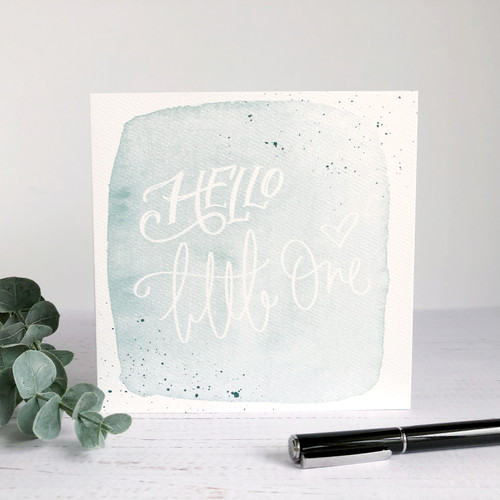 Aqua Watercolor Baby Card - Especially Yours Designs