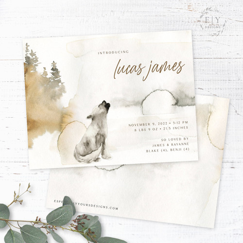 Wolf Pup Birth Announcement - Especially Yours Designs