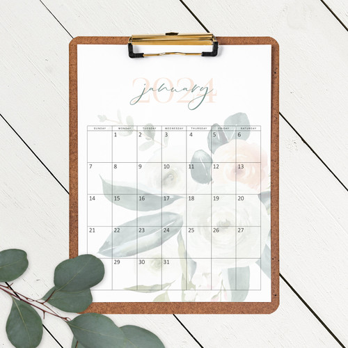 Clipboard Calendar Inserts | Muted Florals | PDF or Printed ...