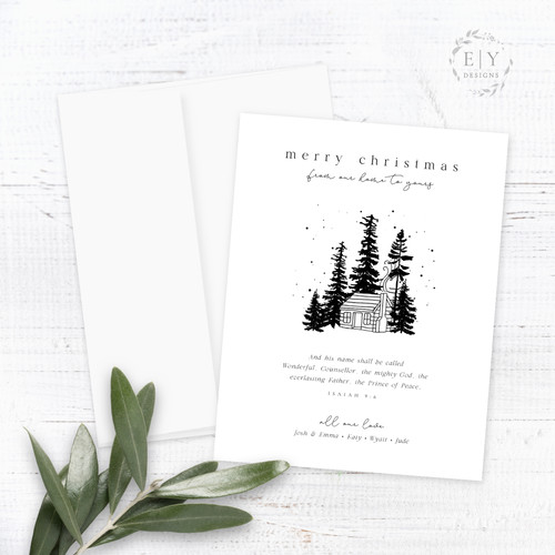 Cozy Winter Cabin Personalized Christmas Card - Especially Yours Designs