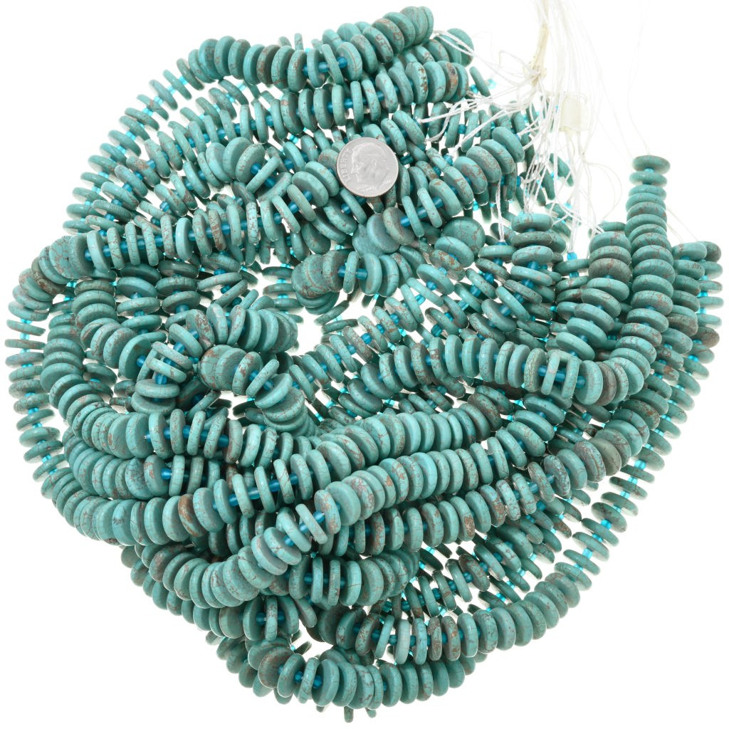 Large Turquoise Disc Beads Number 8 Color 12mm 16 inch Strand 37496