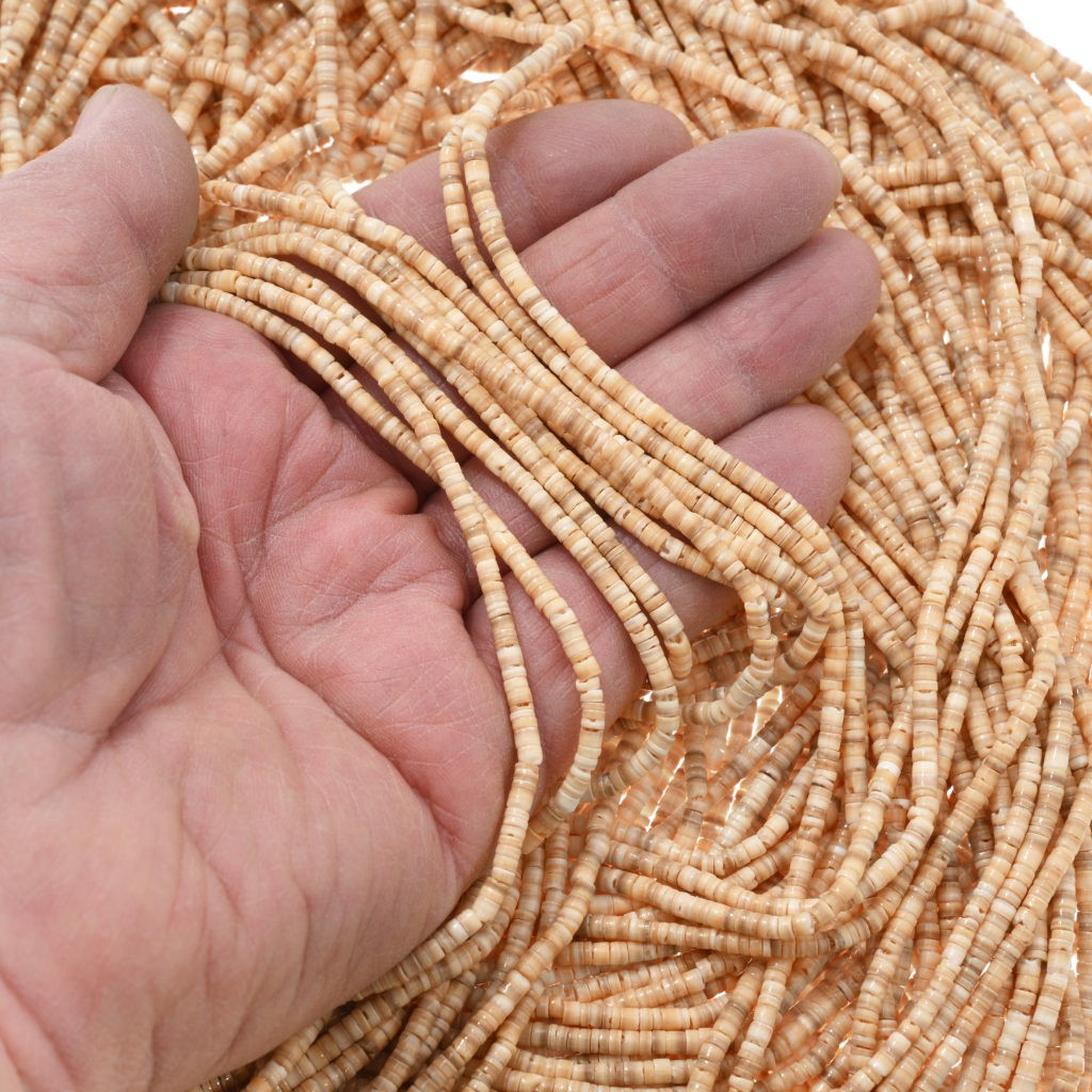 Melon Shell Heishi Beads Thin 2mm to 3mm 37776