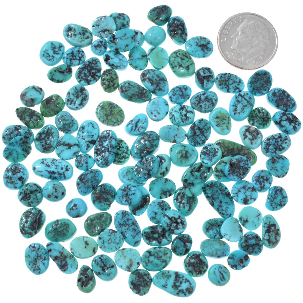 Natural Kingman Turquoise Nugget Cabochons 5-7mm Freeform 100ct. Lot 37980