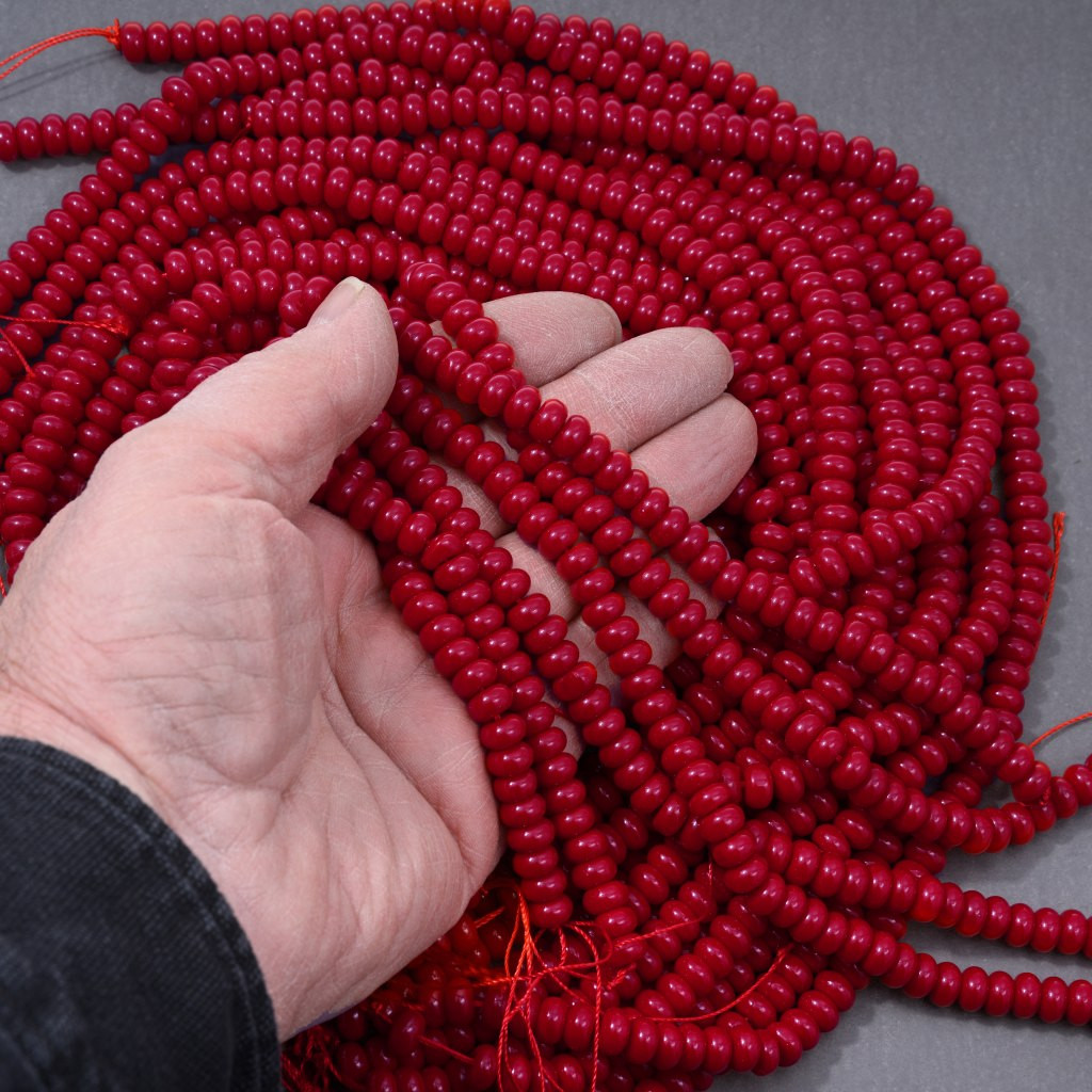 8mm Red Jade Rondelle Beads 16 inch Strand 45275