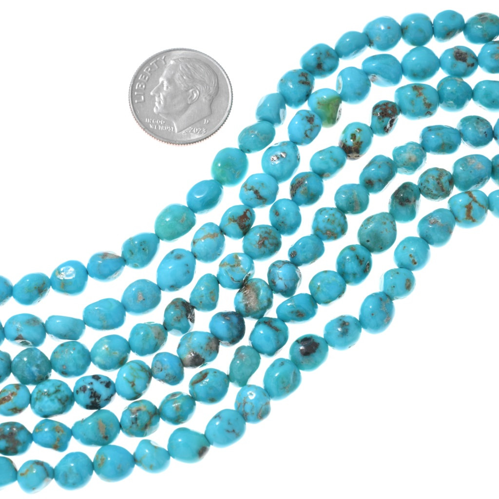 Natural Sleeping Beauty Turquoise Beads AAA Grade Blue Nuggets 8mm 45304