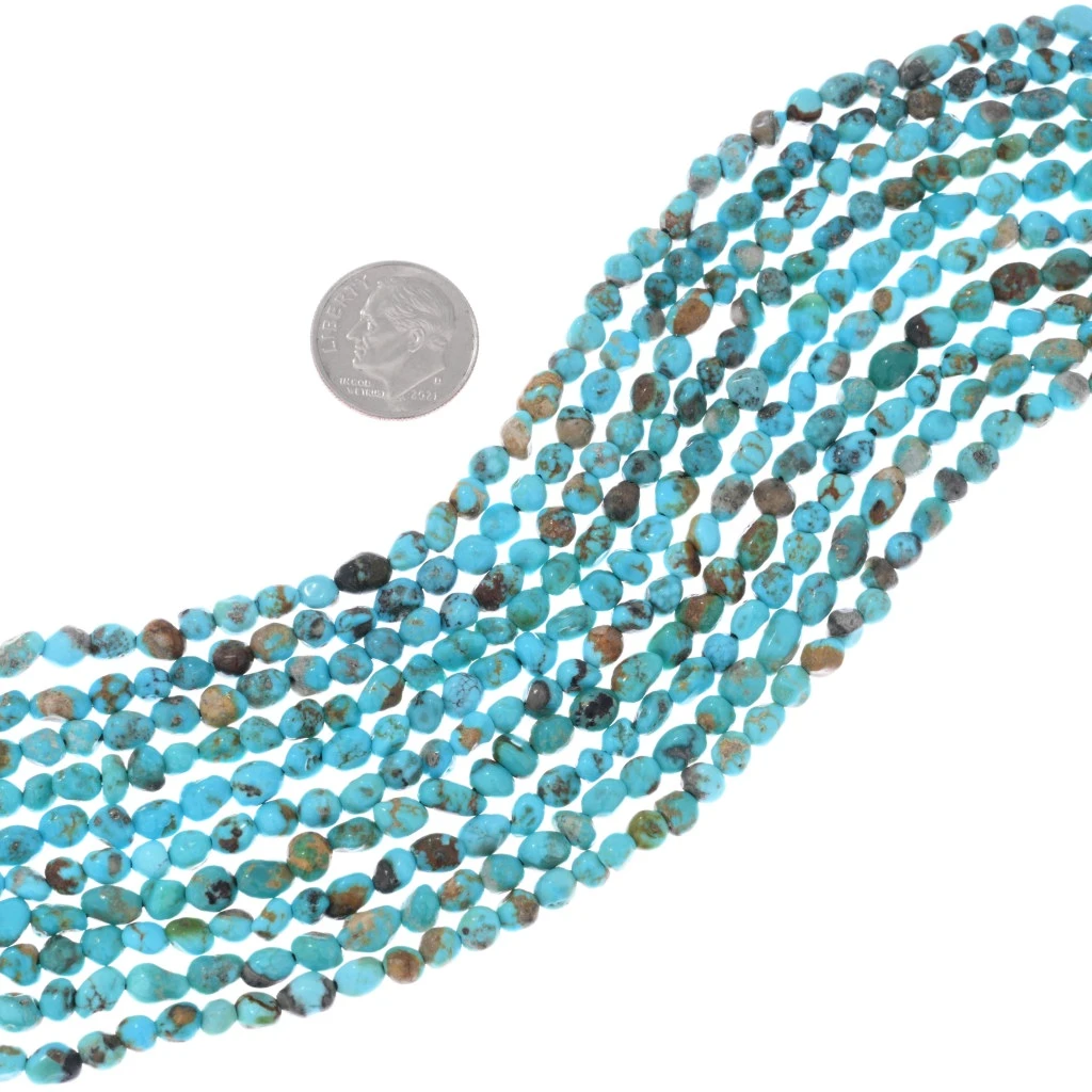 High Grade Bright Sky Blue Natural Turquoise Beads Sonoran Gold Nuggets ...