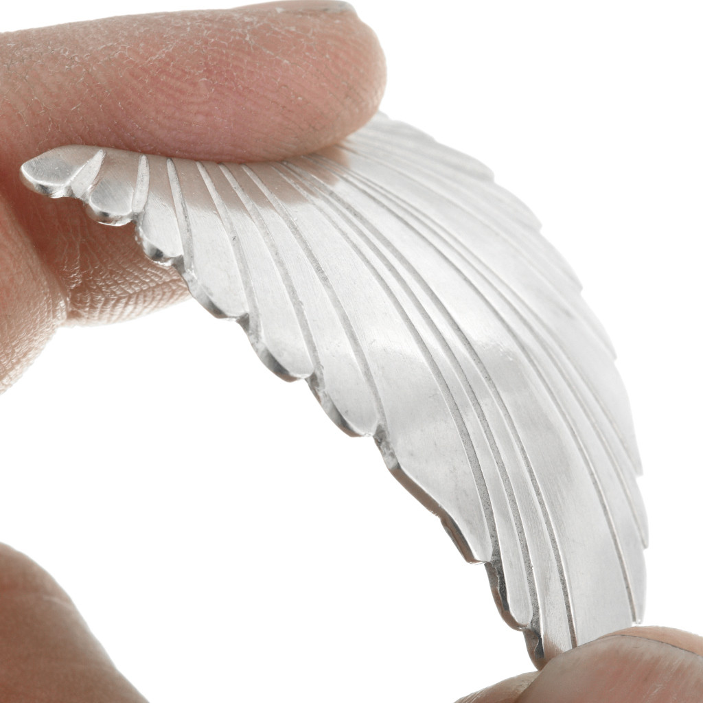 Large Curved Sterling Silver Fan 1-1/2" Wide 36050