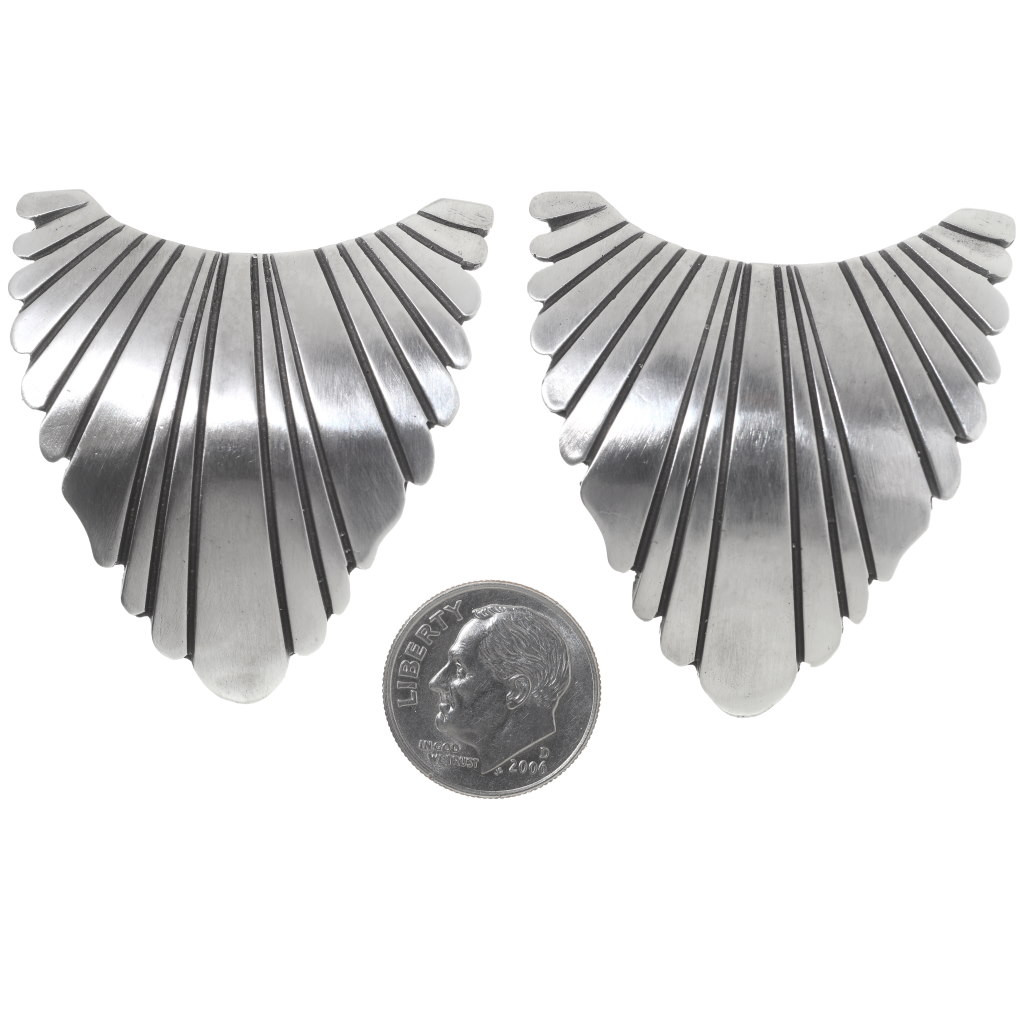 Large Curved Sterling Silver Fan 1-1/2" Wide 36050