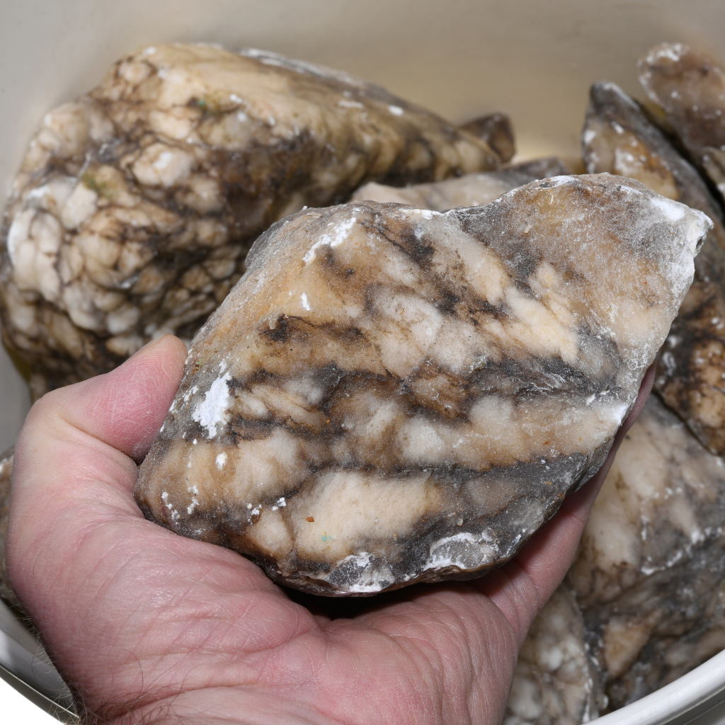 White Buffalo Spiderweb Jewelry Grade Gypsum Rough Stone 1 Pound Lot 37069