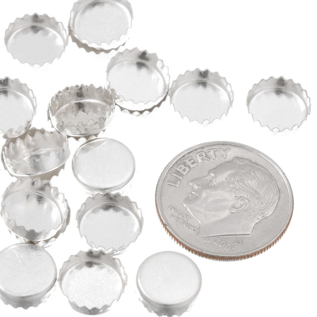 Sterling Silver Round Serrated Bezel 8mm Bezel Cups 12048