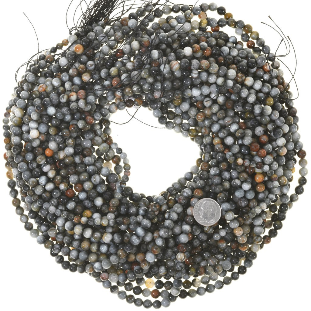 Hawk's Eye Beads Round Smokey Quartz 6mm 37228
