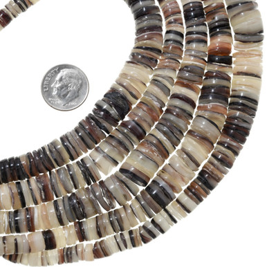 Graduated Heishi Banded Natural Hammer Shell 18" Necklace Strand 37668