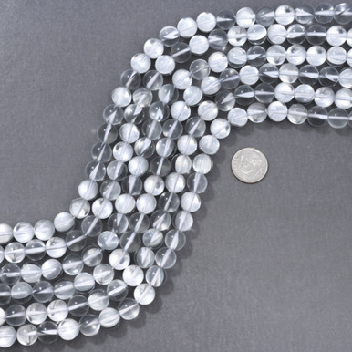 10mm Metallic Silver Glass Beads Round Shining Clear 15153