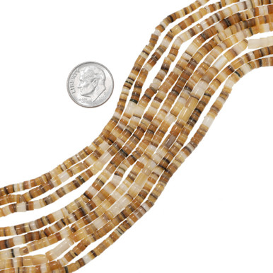 Gold Lip Shell Heishi Beads Natural Santo Domingo Style 3-4mm Wide 37777