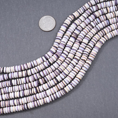 Purple Quahog Shell Beads Alternating Color Natural Shell Rondelle 6mm ...
