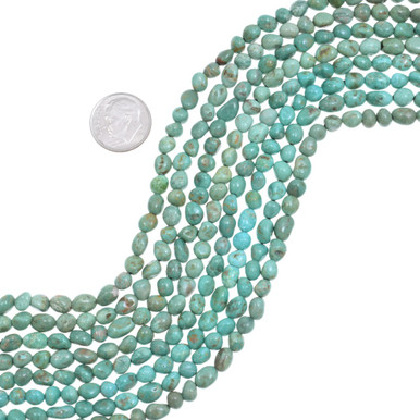 18" Authentic Green Turquoise Strands 5mm+ Free Form Rounds 45334