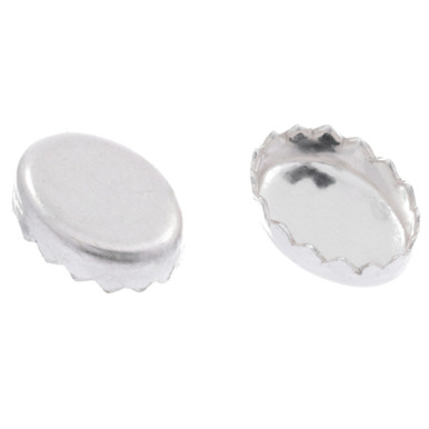 Serrated 5x7mm Bezel Cups Sterling Silver 4mm x 6mm 12025