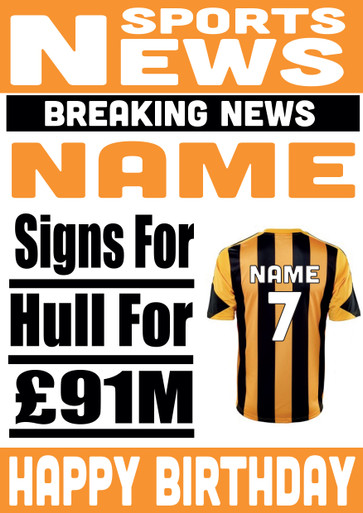 Personalised Signs For Hull Football Birthday Card - Personalised Cards
