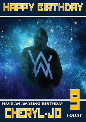 Personalised Alan Walker Celebrity Birthday Card - Personalised Cards