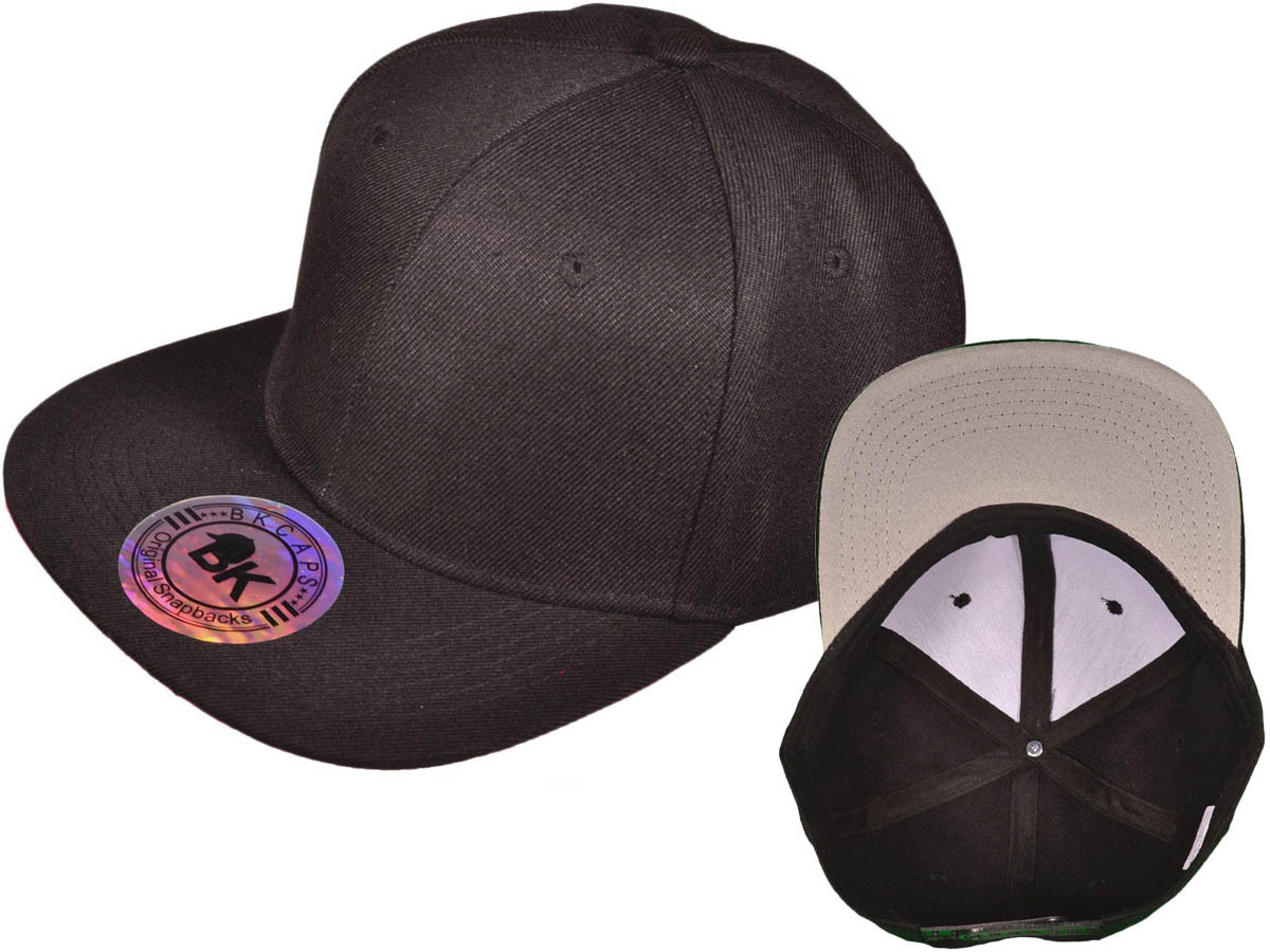 Wholesale Flat Bill Blank/Plain Snapback Hats with Same Color Underbill ...