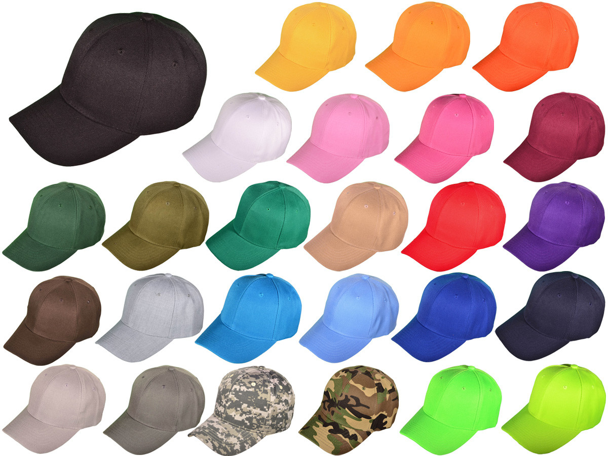 Wholesale 6 Panel Mid Profile Blank Baseball Caps (Black)