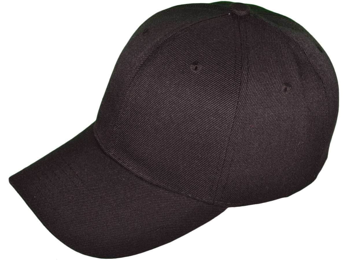 Wholesale 6 Panel Mid Profile Blank Baseball Caps (Black)
