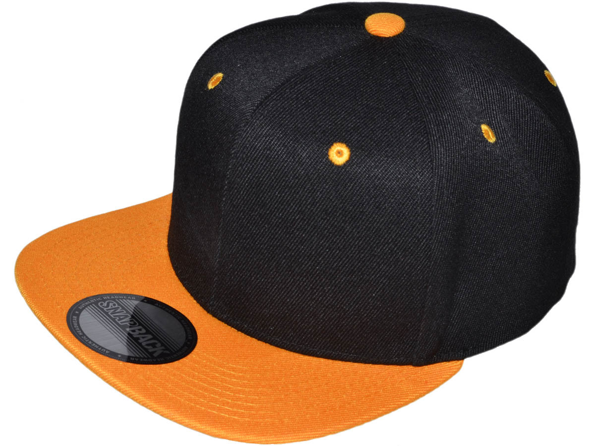 Wholesale Flat Bill Blank/Plain Snapback Hats with Same Color Underbill ...