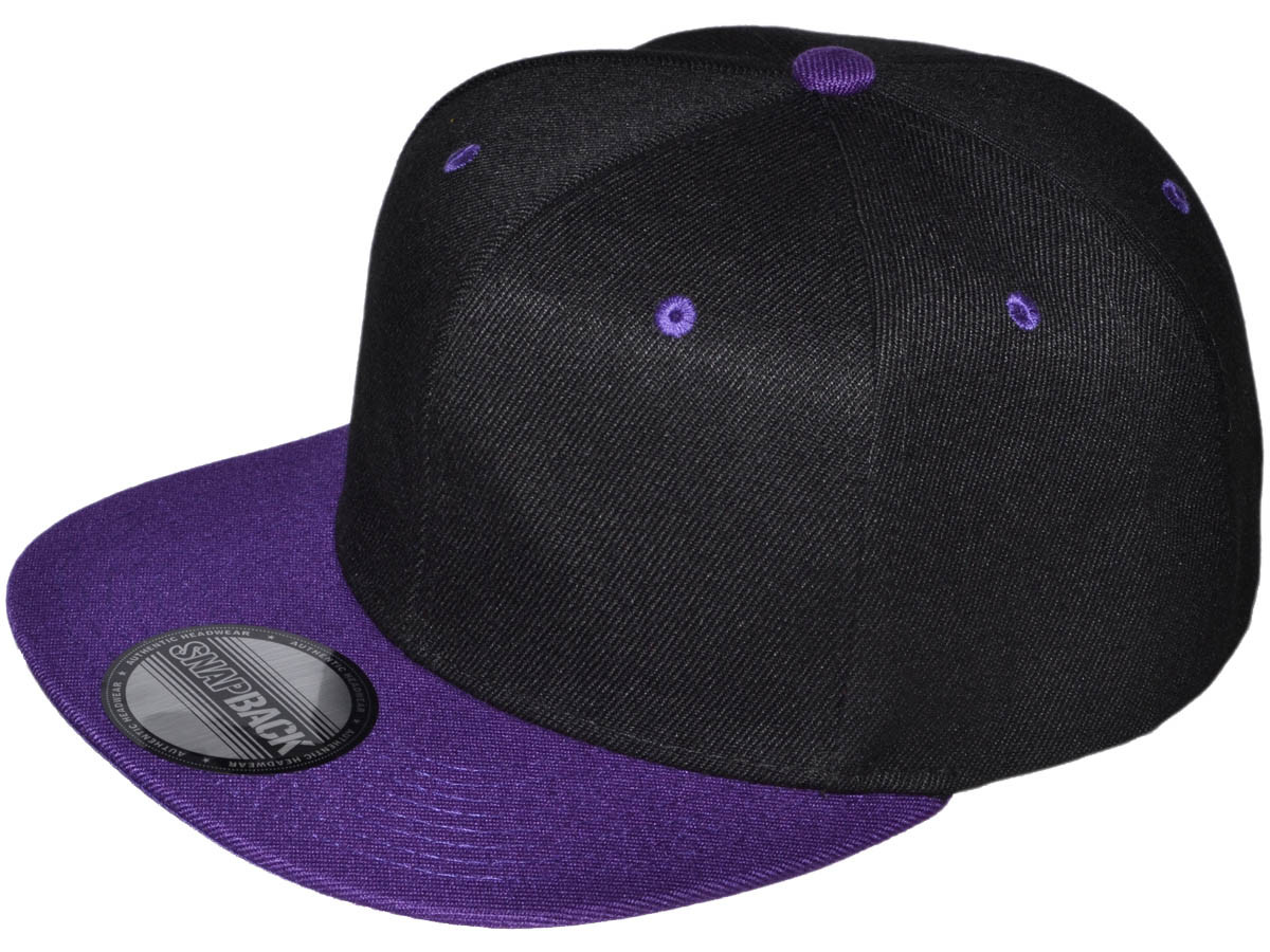 Wholesale Flat Bill Blank/Plain Snapback Hats with Same Color Underbill ...