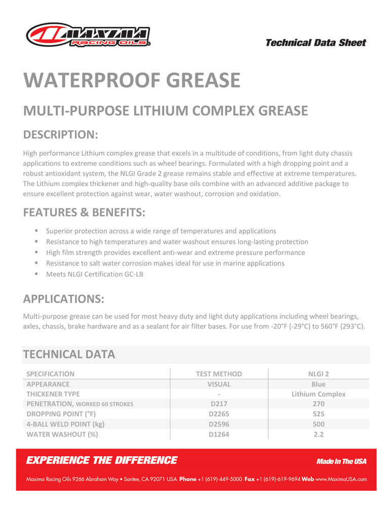 Maxima Grease Multi-Purpose High Temp Waterproof Lithium Based 454gr ...