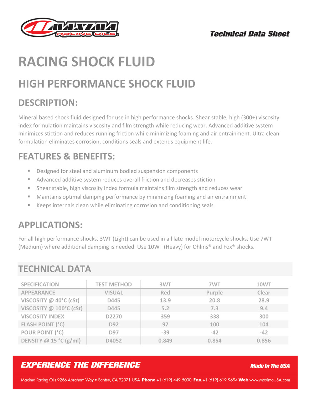 Maxima Shock Fluid Hi Performance Light (SAE 3wt) 946ml (12 Per Box ...