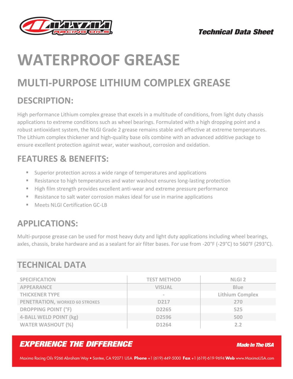 Maxima Grease Multi-Purpose High Temp Waterproof Lithium Based 454gr ...