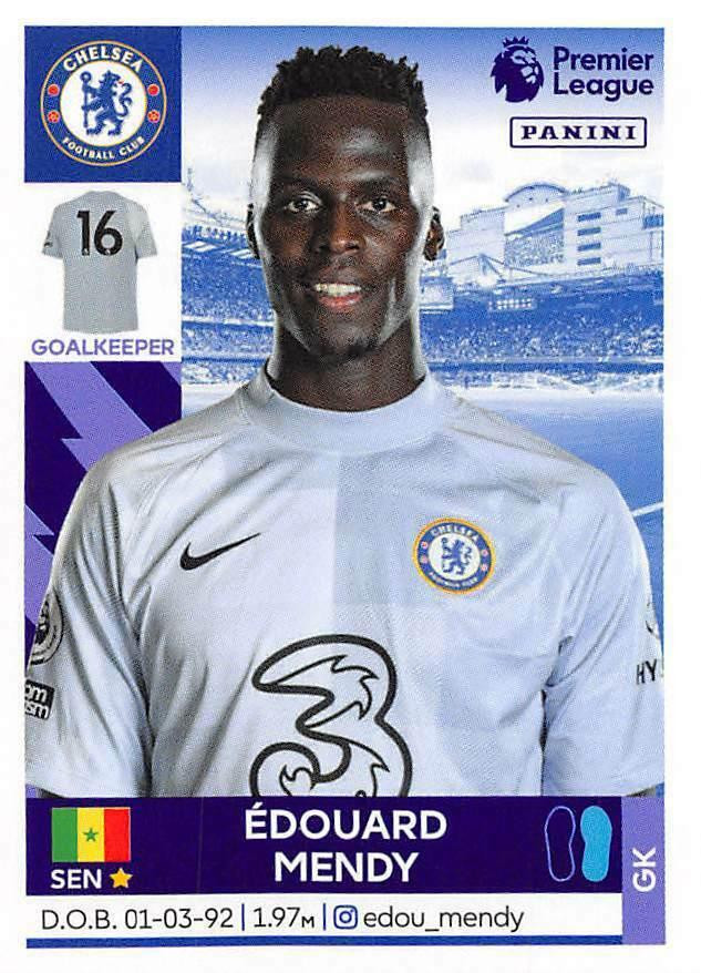 #170 Edouard Mendy (Chelsea) Panini Premier League 2022 Sticker ...