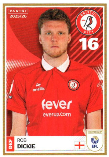 #60 Rob Dickie (Bristol City) Panini EFL 2025/26 Sticker Collection ...