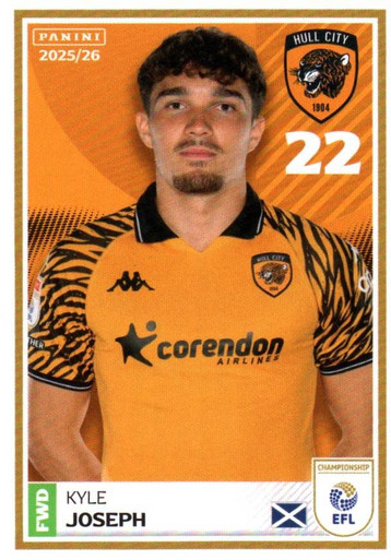 #142 Kyle Joseph (Hull City) Panini EFL 2025/26 Sticker Collection ...