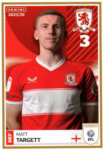 #183 Matt Targett (Middlesbrough) Panini EFL 2025/26 Sticker Collection ...